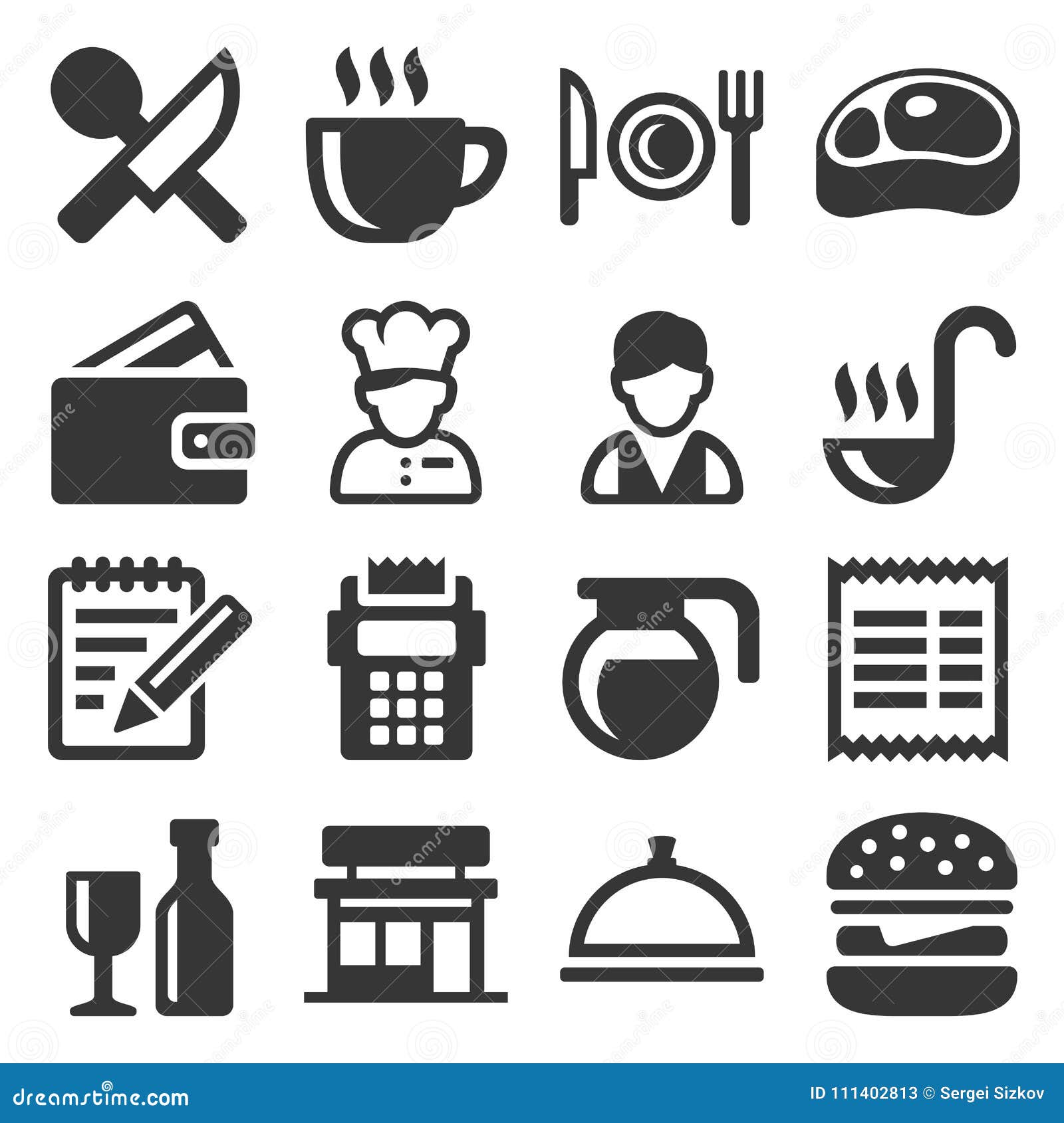 Restaurant , Cooking and Kitchen Icons Set. Vector Stock Vector ...