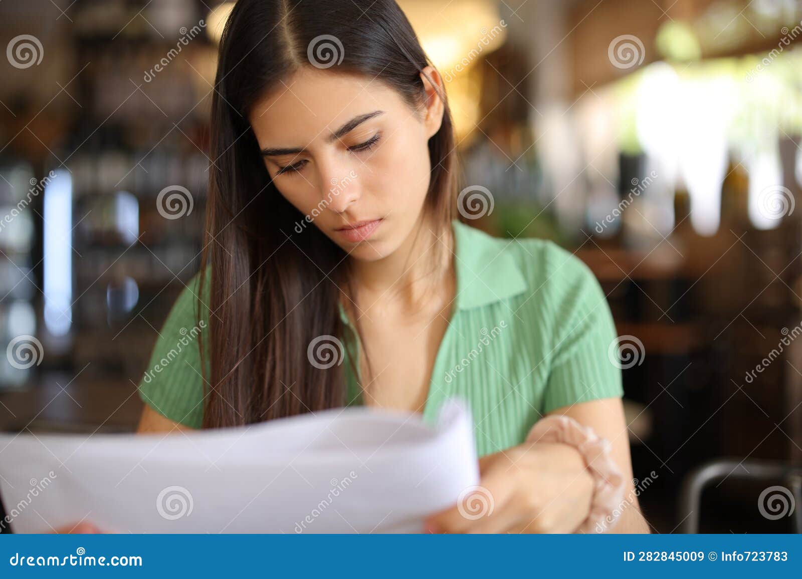 Restaurant Customer Reading Menu or Document Stock Image - Image of ...