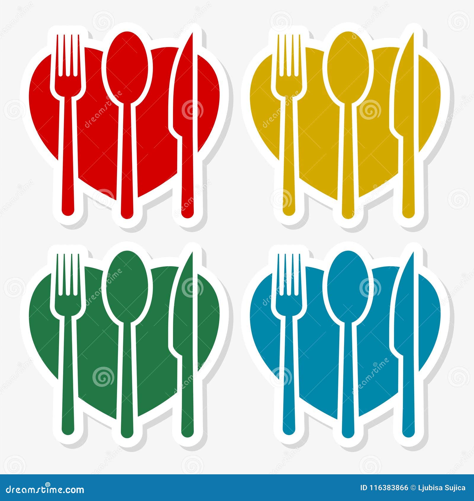 Restaurant Design, Fork Spoon Knife Sticker Set Stock Vector ...