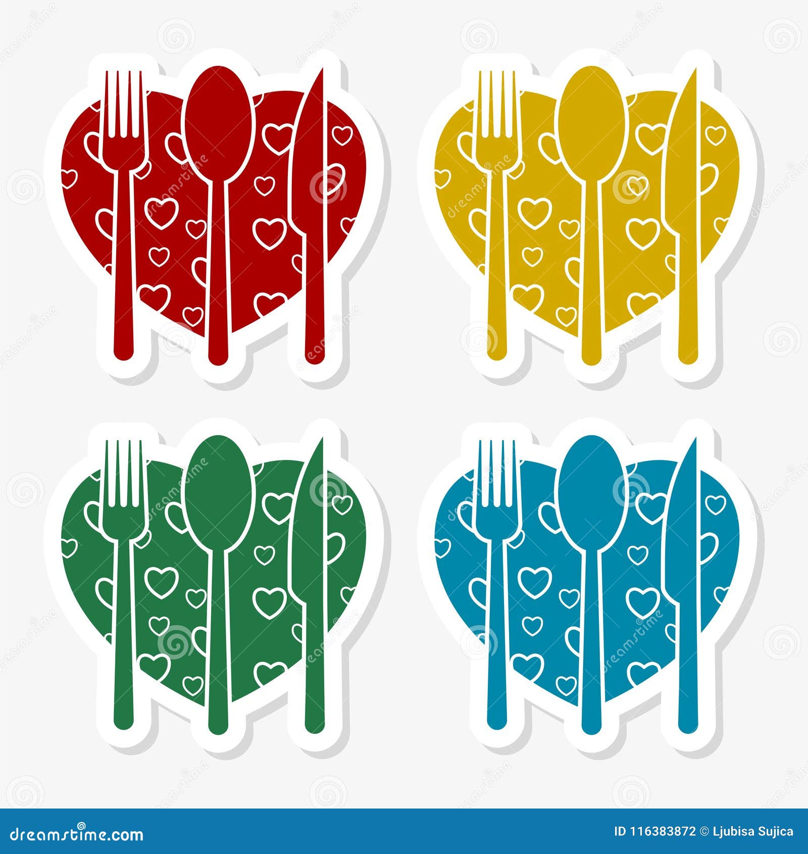 Restaurant Design, Fork Spoon Knife Sticker Set Stock Vector ...