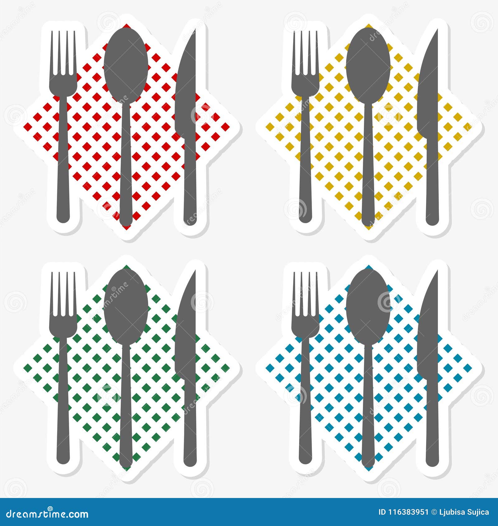Restaurant Design, Fork Spoon Knife Sticker Set Stock Vector ...