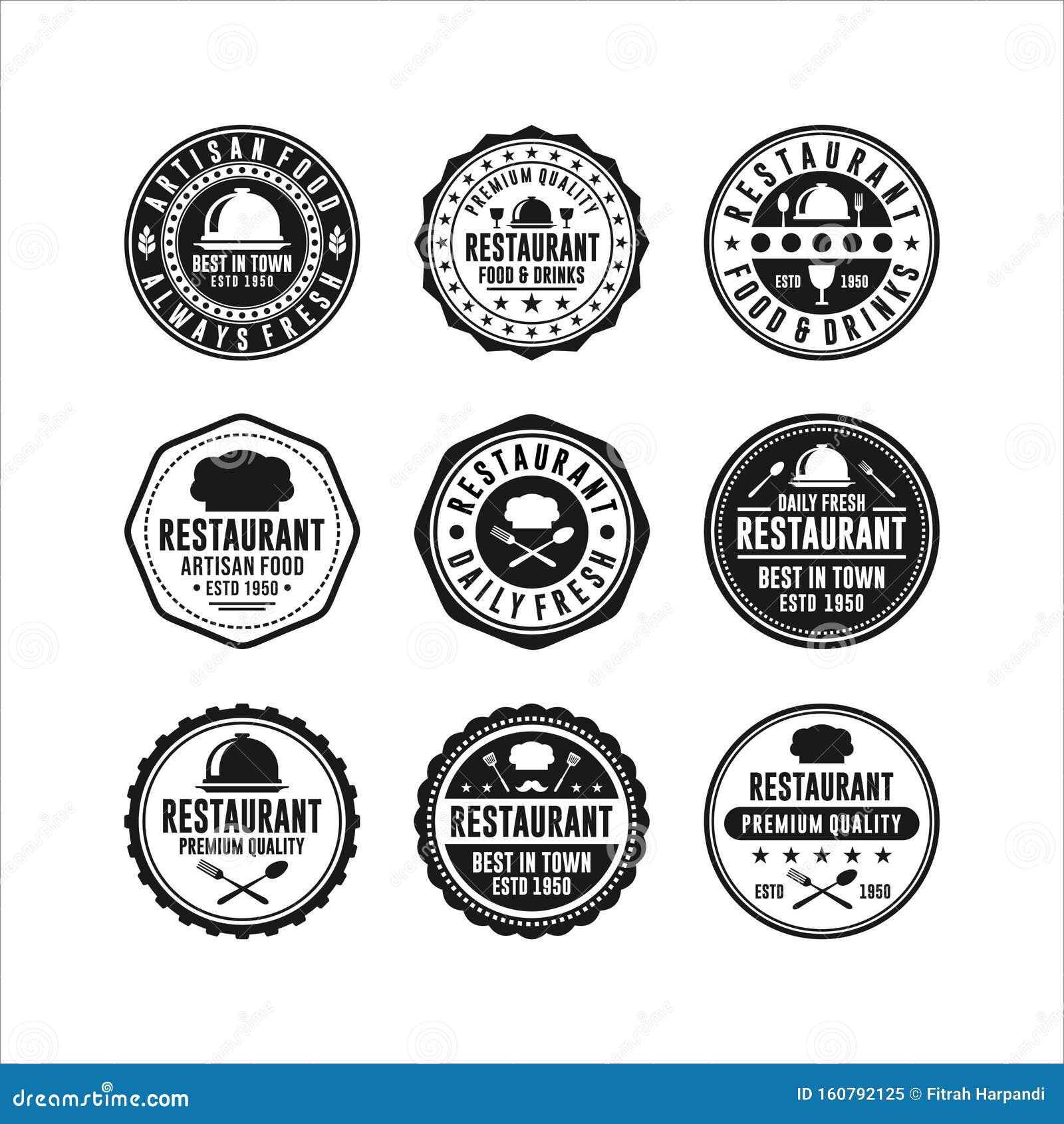 Restaurant Design Vector Badge Stamps Set Stock Vector - Illustration ...