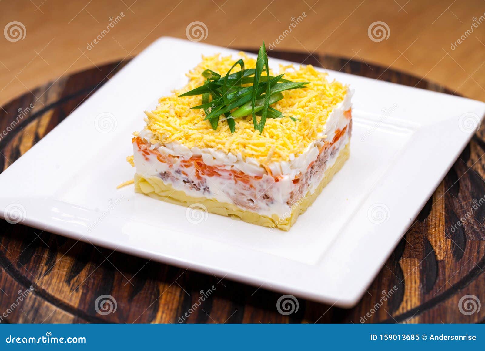 Restaurant Dish Mimoza Salad Stock Image - Image of grated, gourmet ...