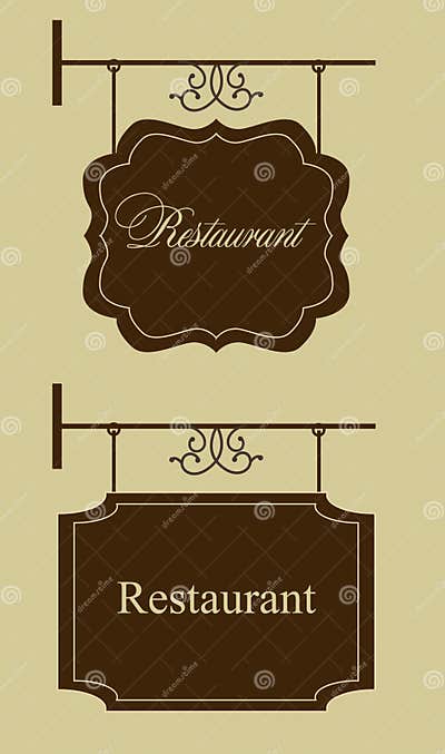 Restaurant door sign stock vector. Illustration of ornate - 15941126