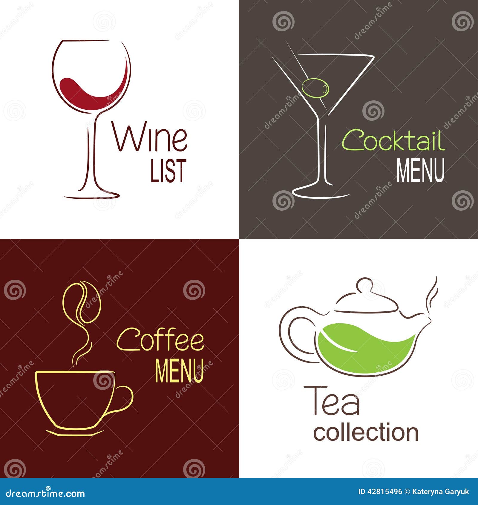 Restaurant Hot Drinks Menu Design With Chalkboard Background. Vector ...