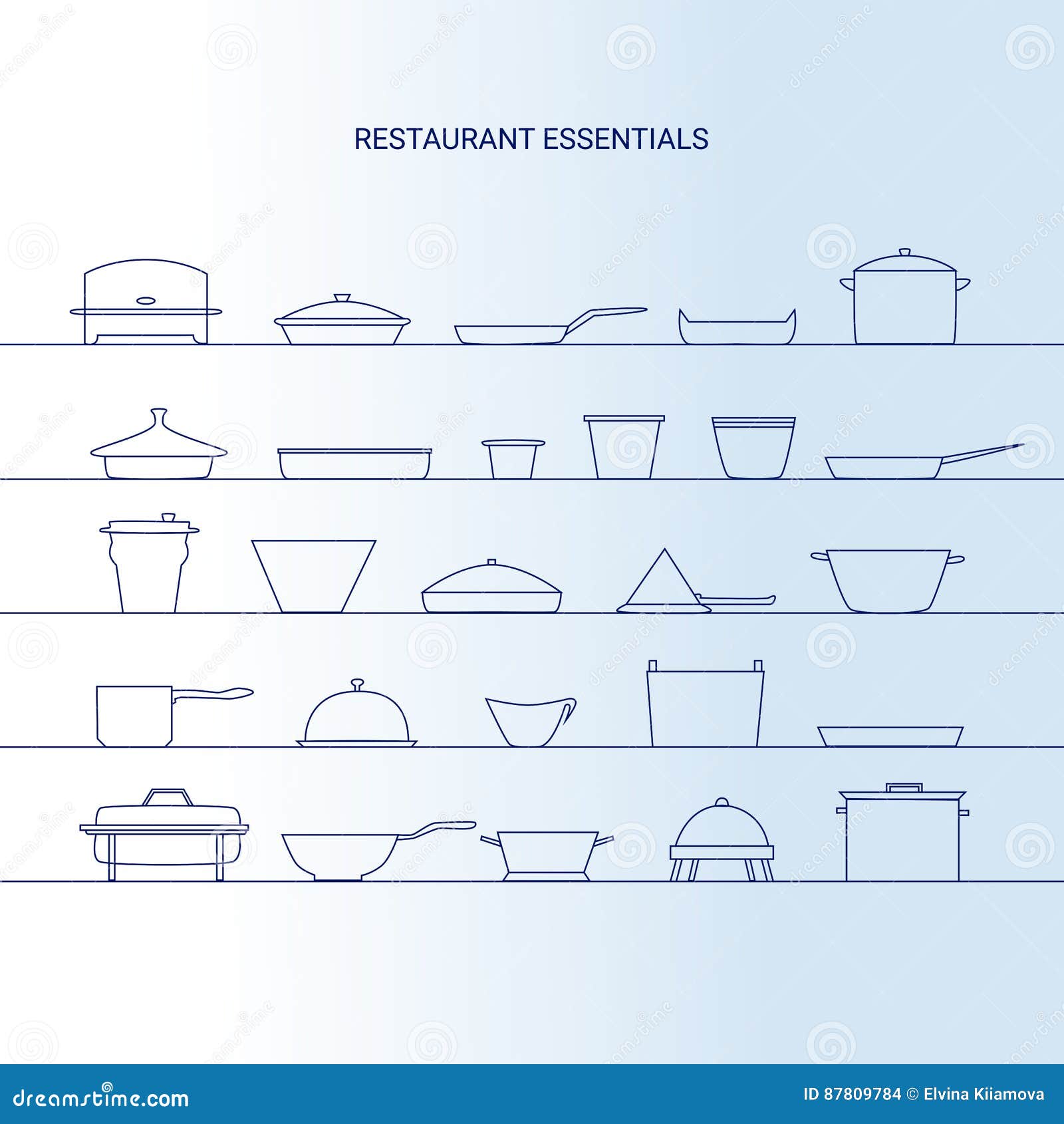 Restaurant Essentials Icon Set. Stock Vector - Illustration of bowl ...
