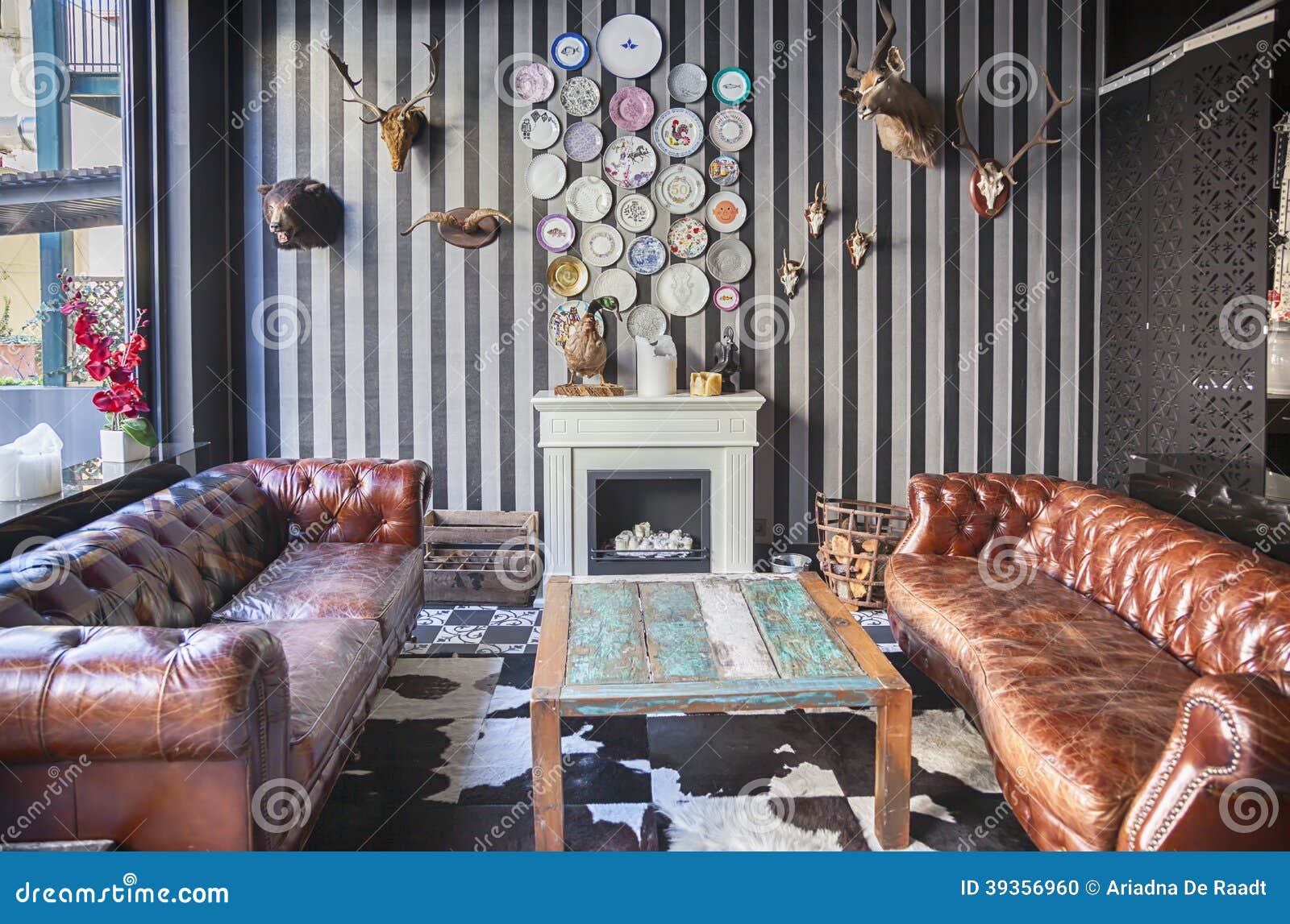 Restaurant with fireplace stock photo. Image of cafe - 39356960