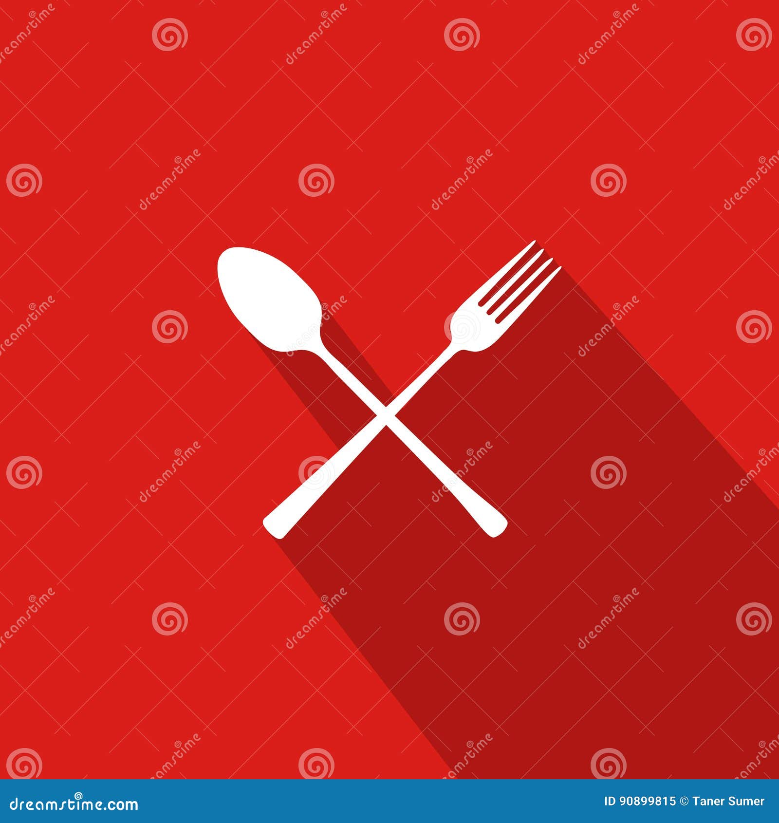 Restaurant Flat Icon with Red Background Stock Vector - Illustration of ...