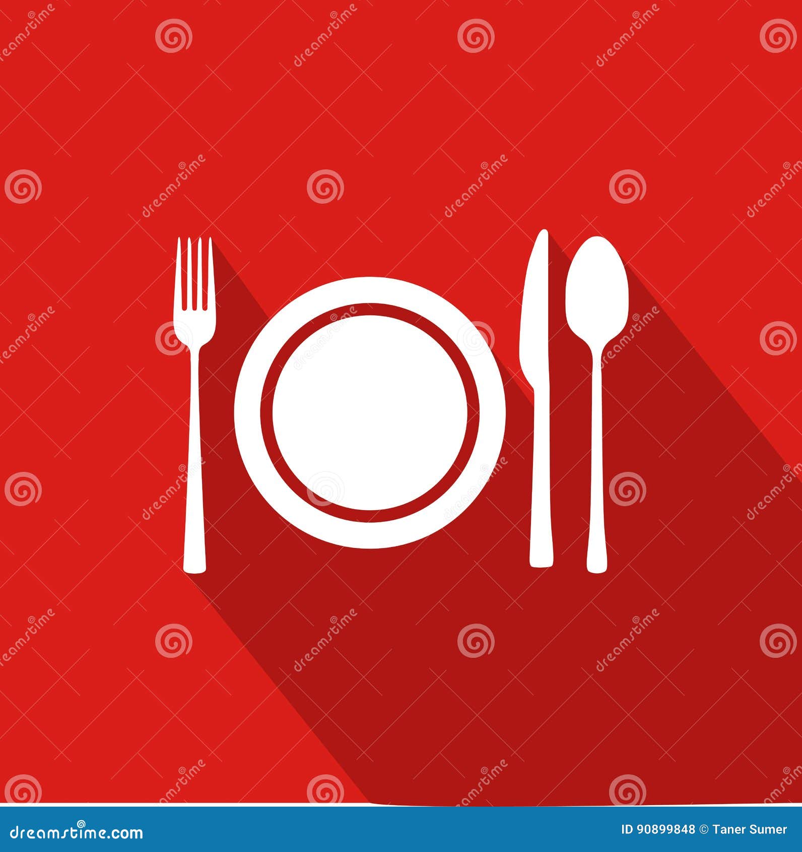 Restaurant Flat Icon with Red Background Stock Vector - Illustration of ...