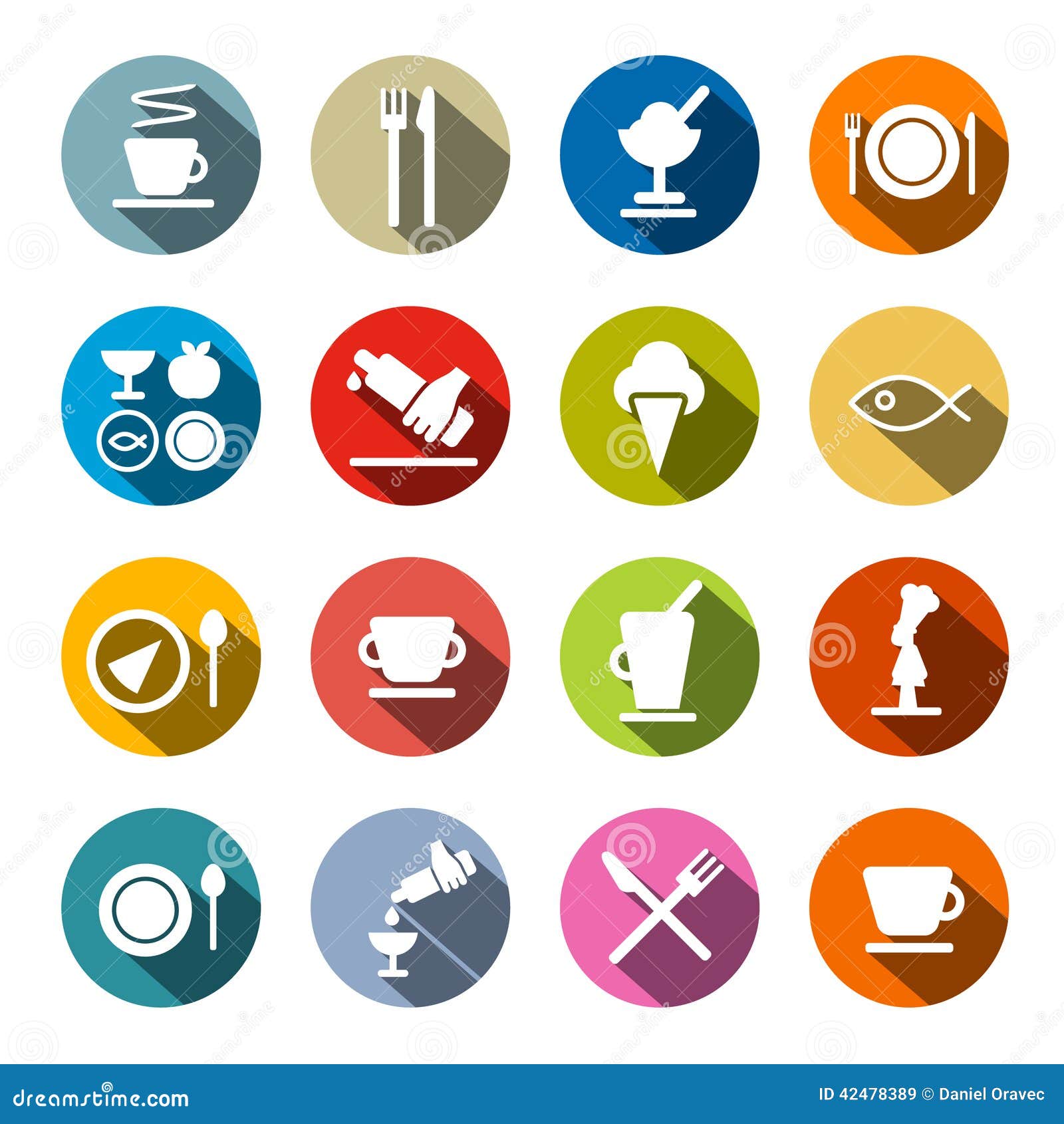 Restaurant - Food Icons Set Stock Vector - Illustration of cook, orange ...