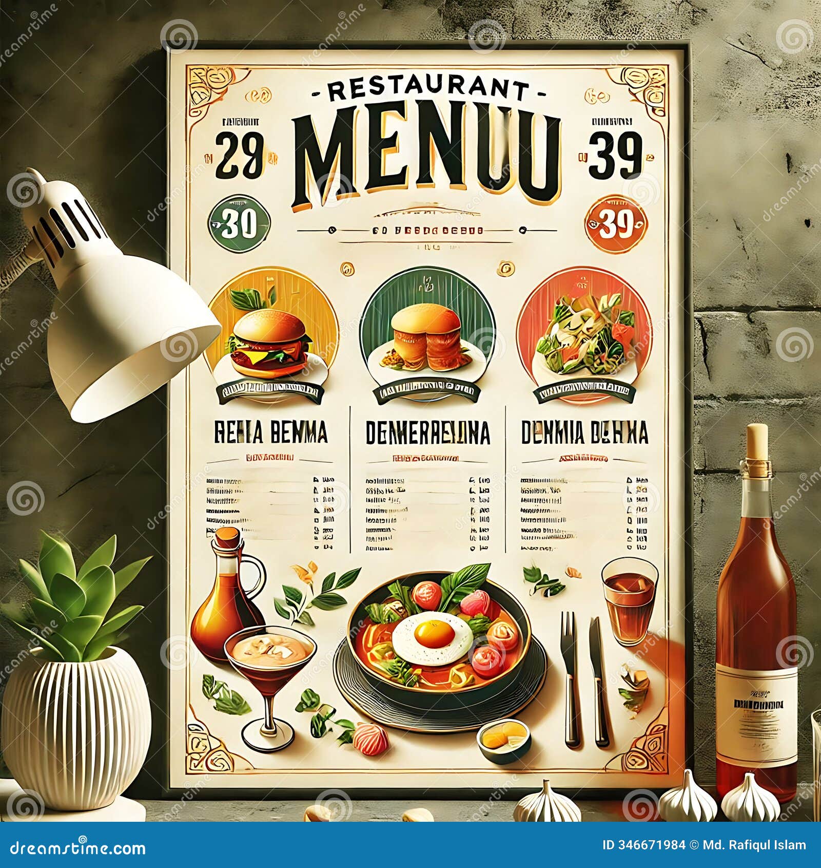 Restaurant Menu Flyer Templates Design Illustration Stock Photo - Image ...