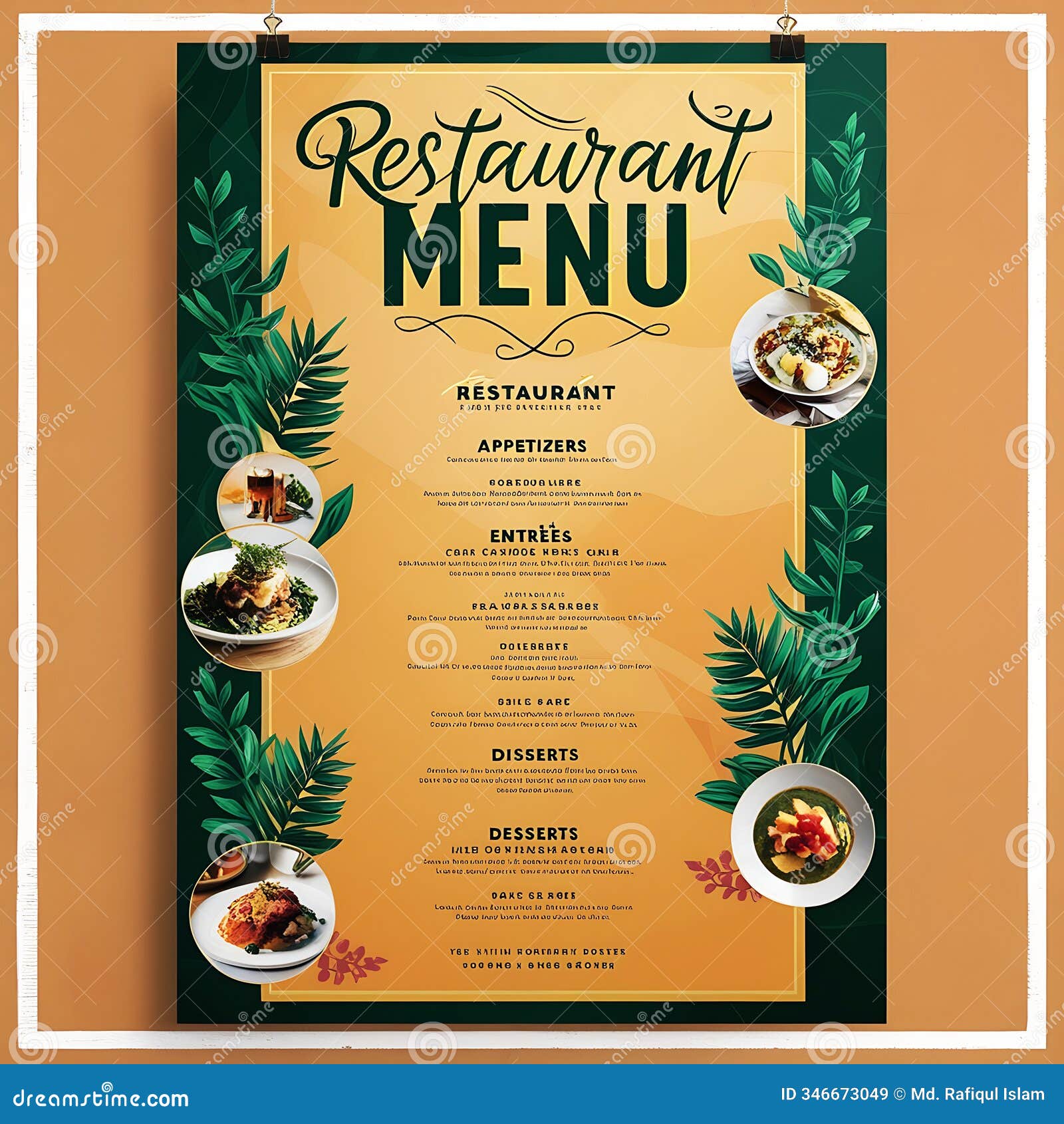 Restaurant Food Menu Poster Design Template Stock Illustration ...