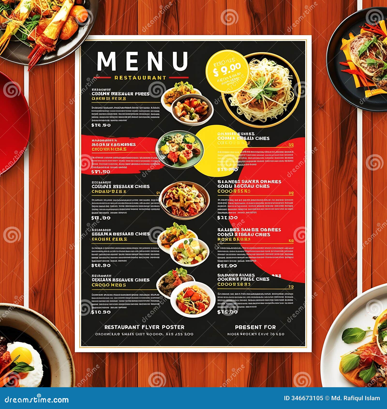 Restaurant Food Menu Poster Design Template Stock Image - Image of ...