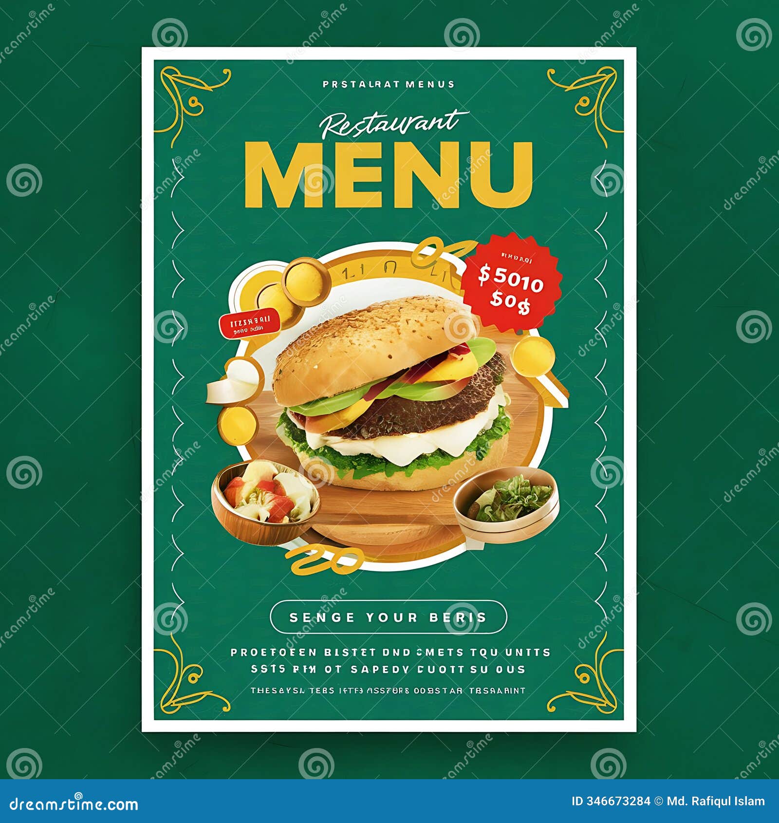 Restaurant Food Menu Poster Design Template Stock Illustration ...