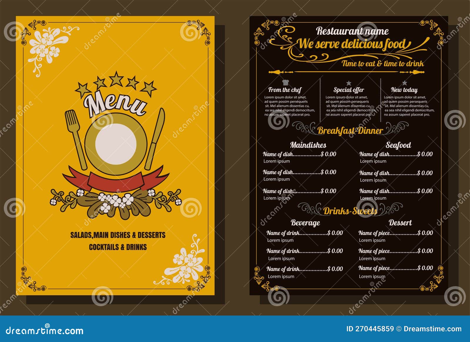 Restaurant Food Menu Vintage Design with Chalkboard Background Vector ...