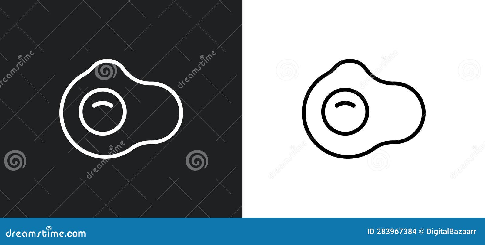 Restaurant Fried Egg Outline Icon in White and Black Colors. Restaurant ...