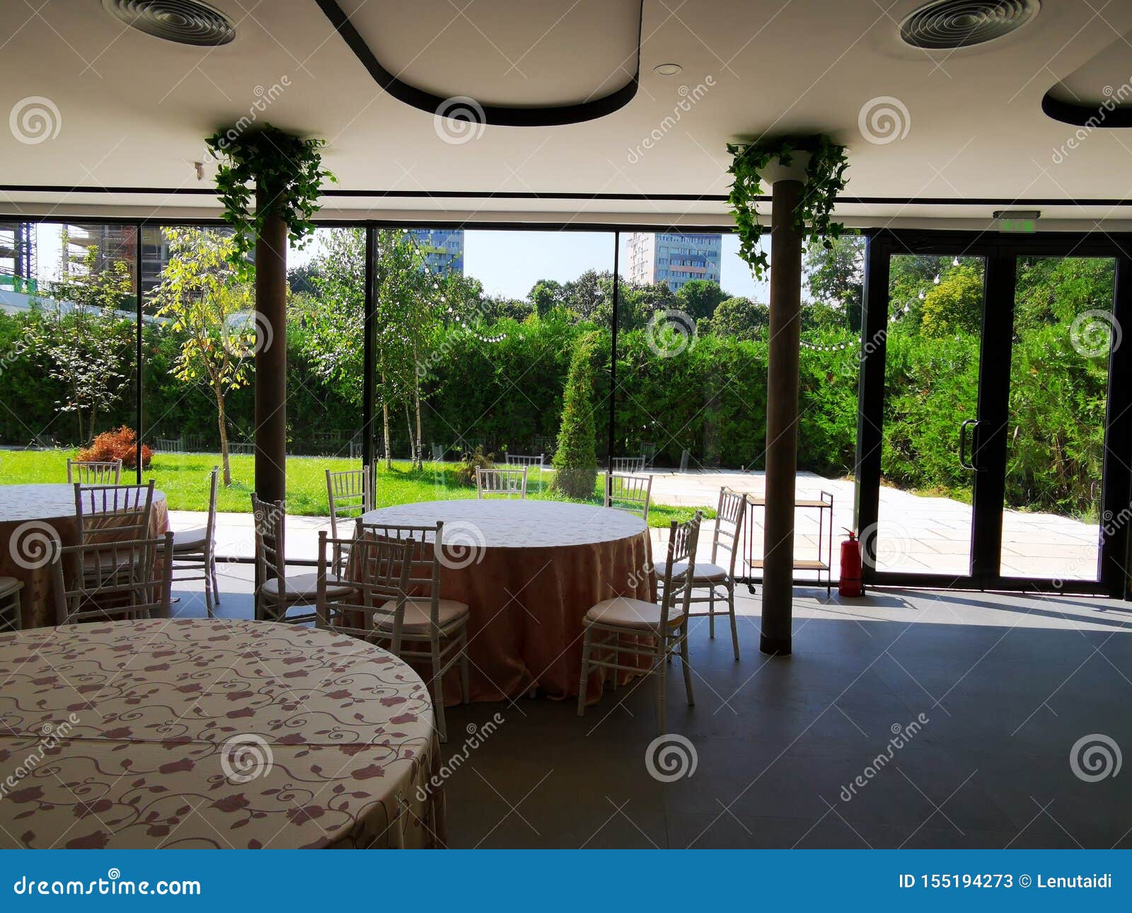 Restaurant with Garden View Inside Stock Image - Image of house ...