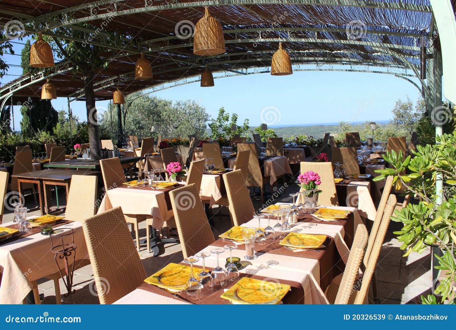 Restaurant at Gassin stock image. Image of chair, flower - 20326539