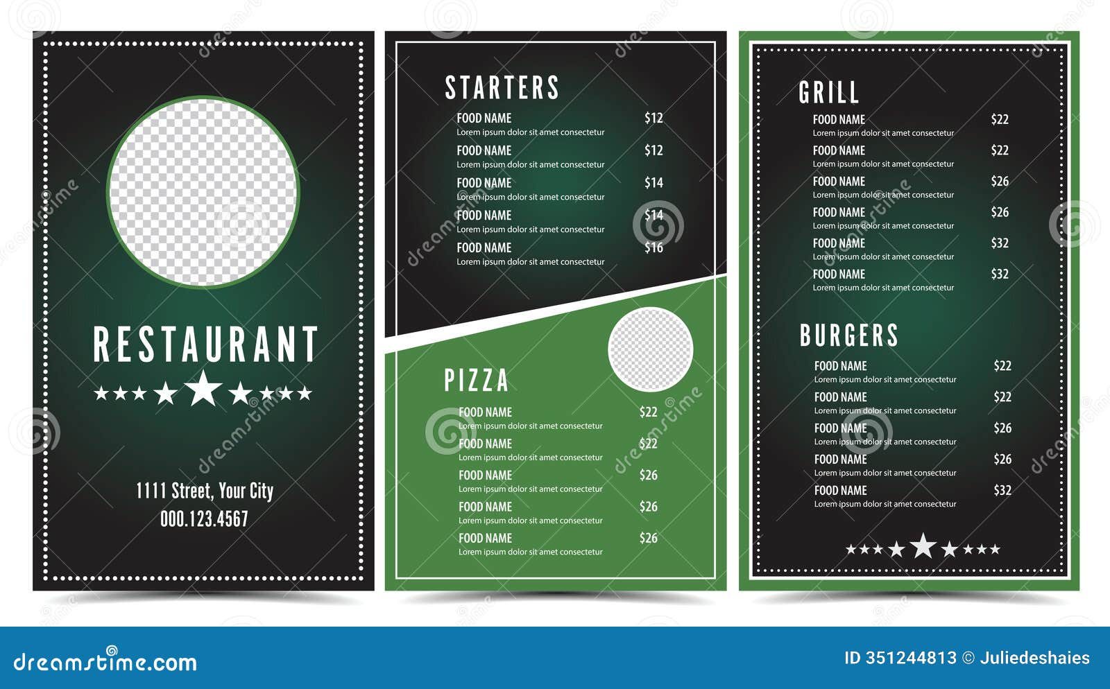 Restaurant Green Menu Card Design Template Stock Illustration ...