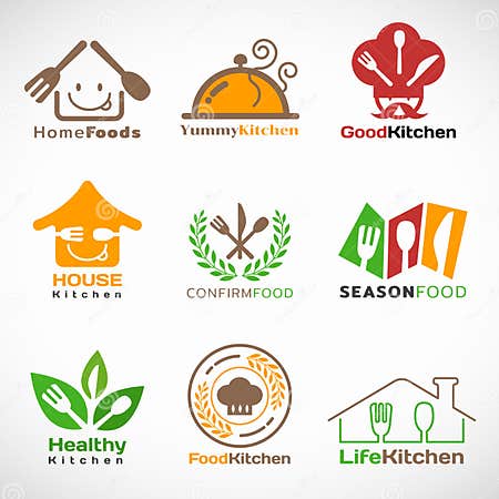 Restaurant and Home Kitchen Logo Vector Set Design Stock Vector ...