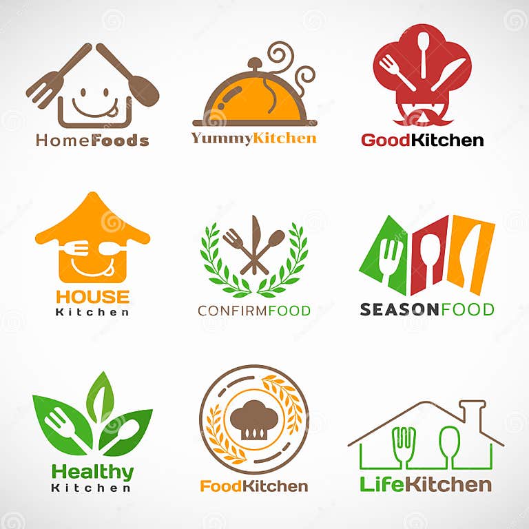 Restaurant and Home Kitchen Logo Vector Set Design Stock Vector ...