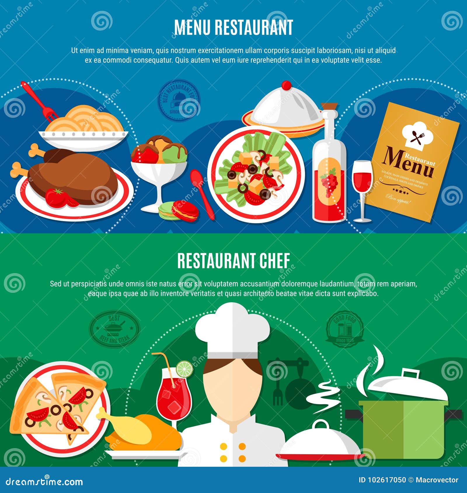 Restaurant Horizontal Banners Stock Vector - Illustration of bookmark ...