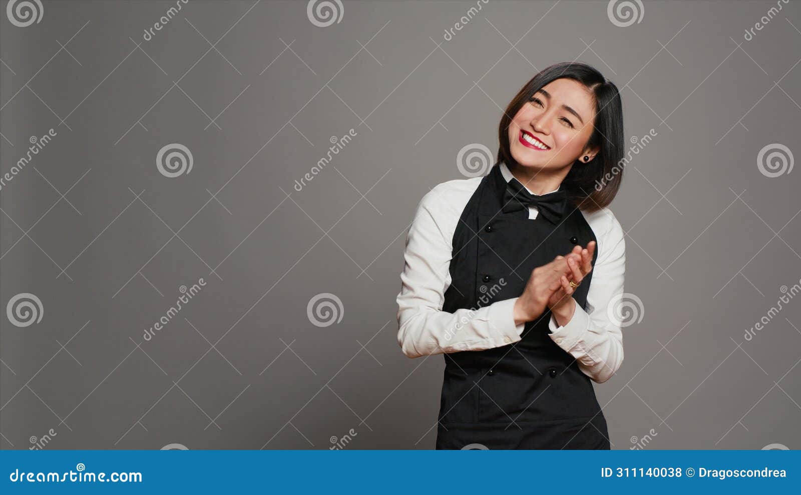 Restaurant Hostess Clapping Hands and Celebrating for Someone, Stock ...