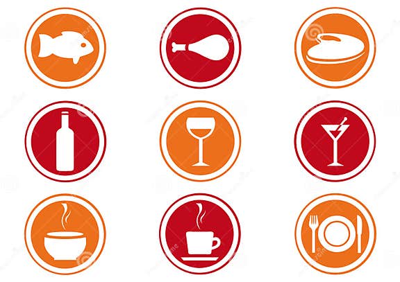 Restaurant Icon Set. stock vector. Illustration of orange - 8553205