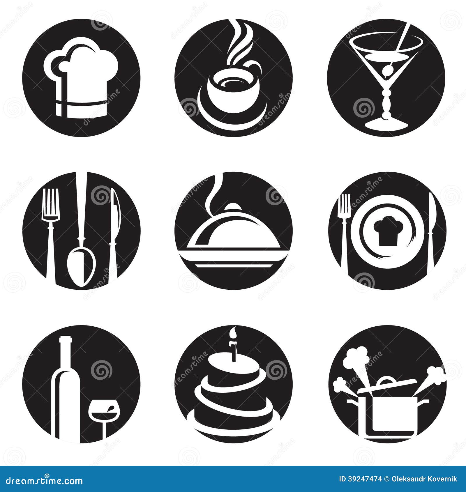 Restaurant icon set stock vector. Illustration of alcohol - 39247474