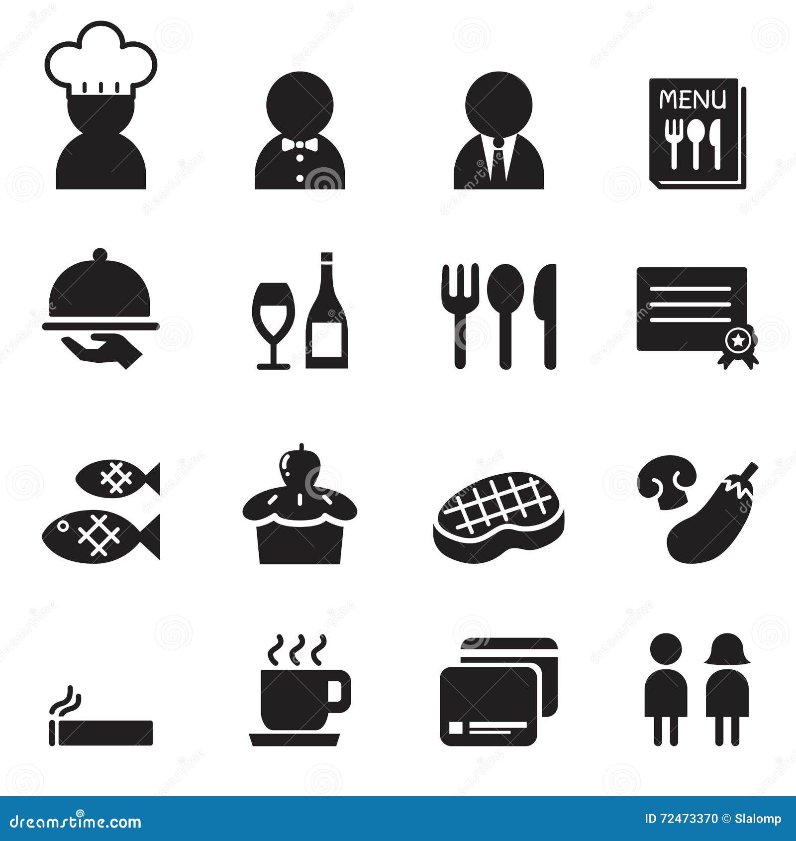 Restaurant icon Set stock vector. Illustration of pork - 72473370