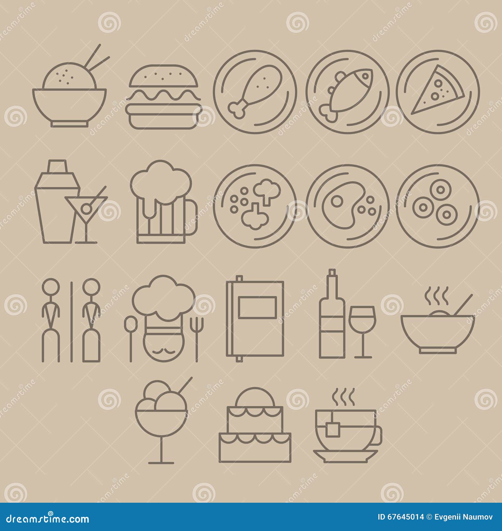 Restaurant Icon Set stock vector. Illustration of pictogram - 67645014