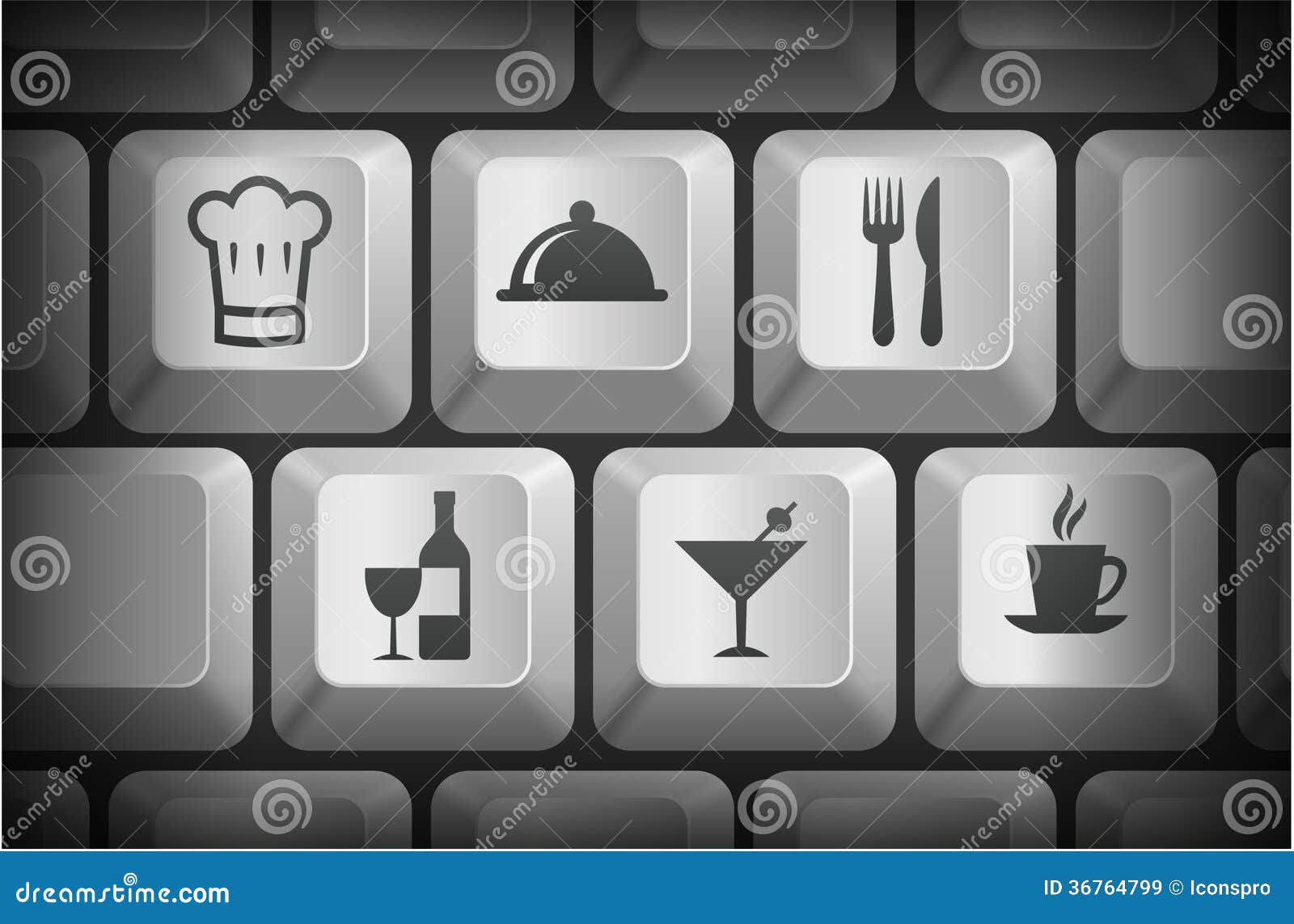Restaurant Icons on Computer Keyboard Buttons Stock Illustration ...