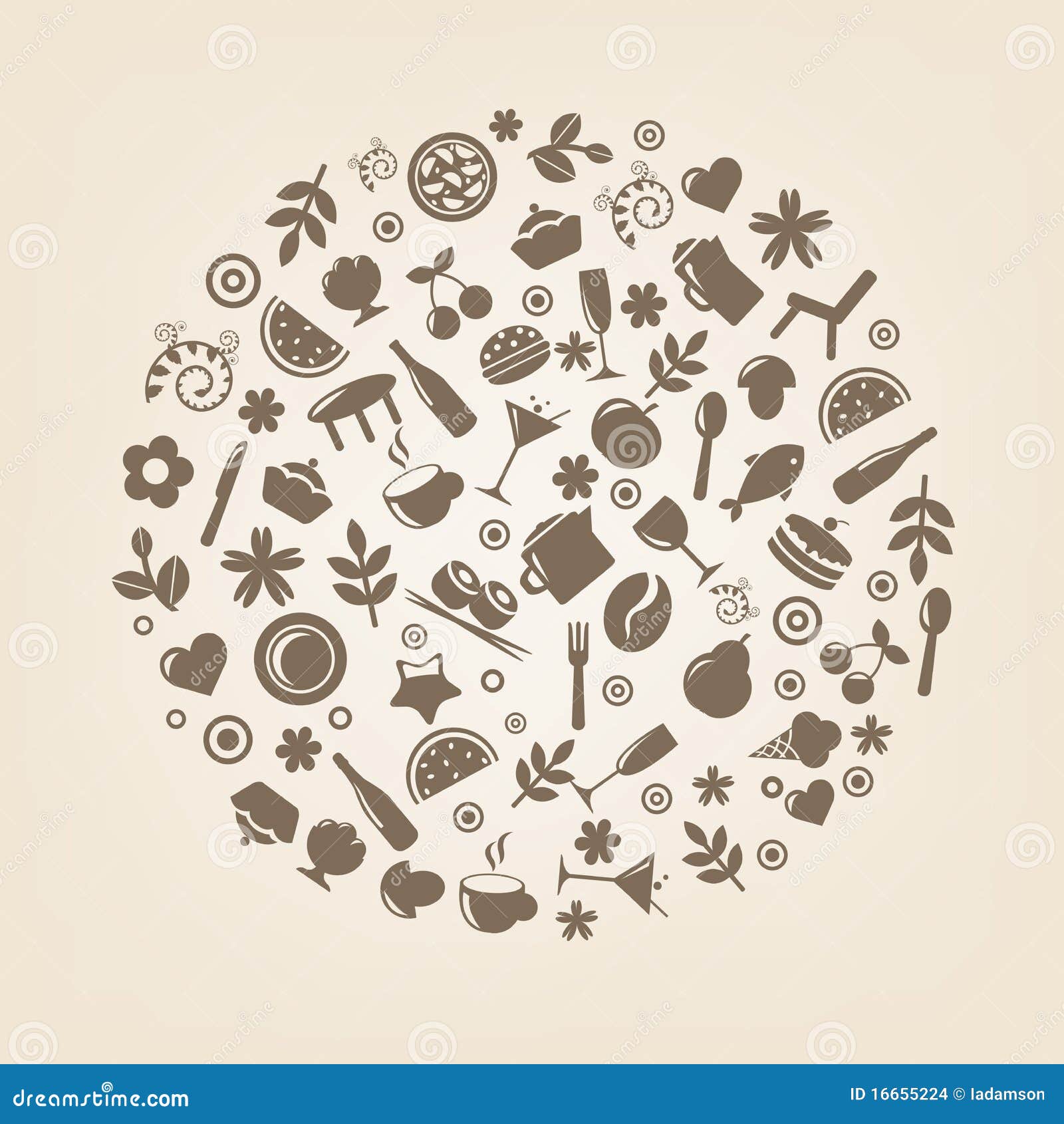 Restaurant Icons in Form of Sphere. Vector Stock Vector - Illustration ...