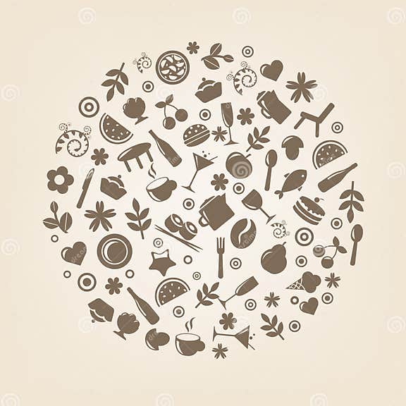 Restaurant Icons in Form of Sphere. Vector Stock Vector - Illustration ...