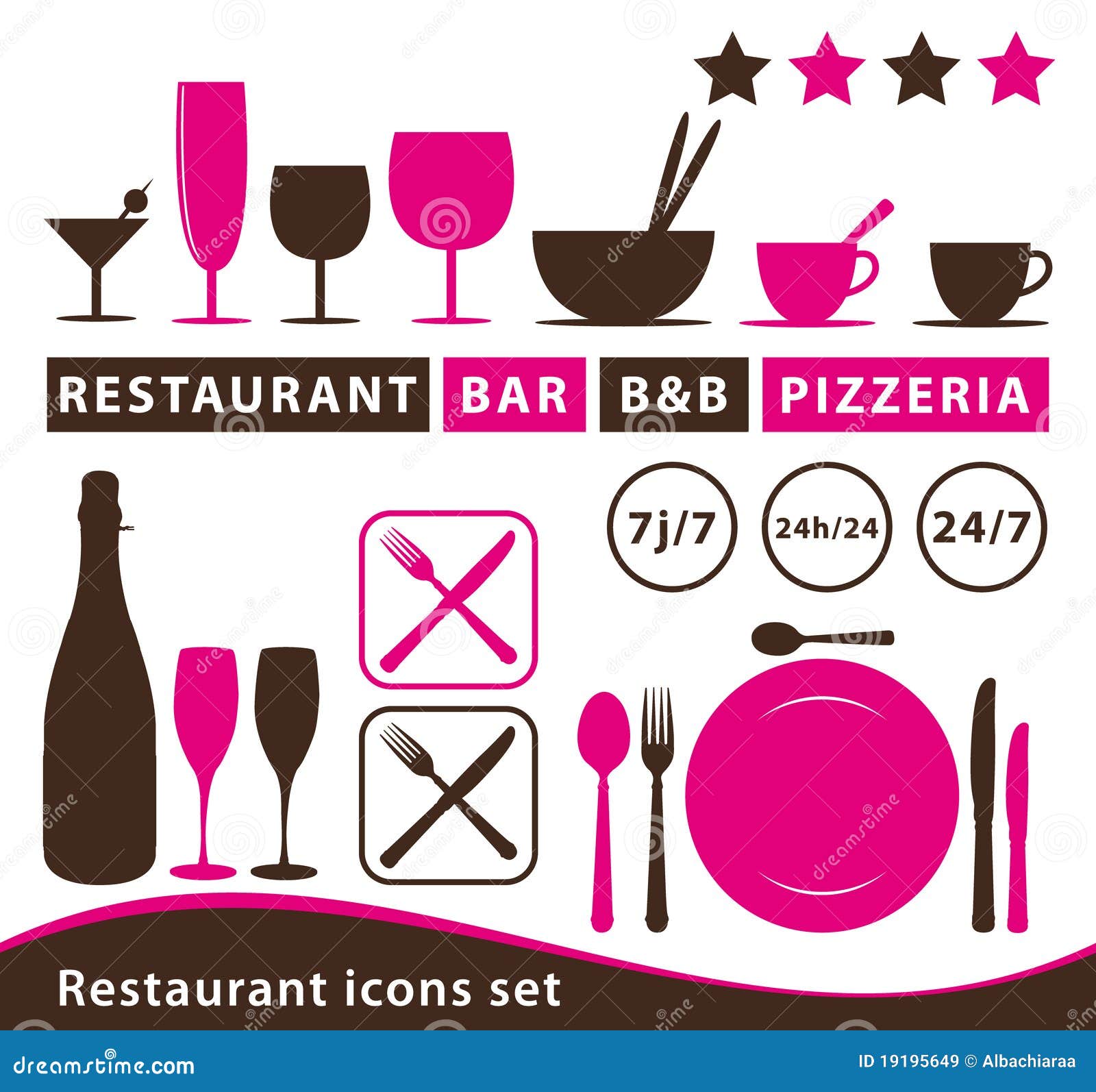 Restaurant icons set stock vector. Illustration of dining - 19195649