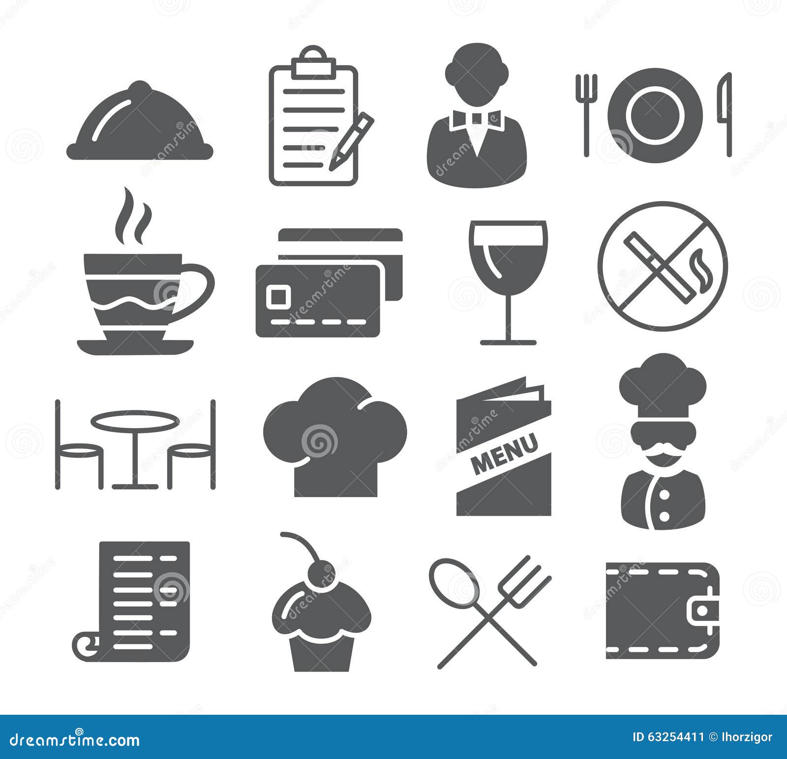 Restaurant Icons, Logo Black And White Vector Illustration ...