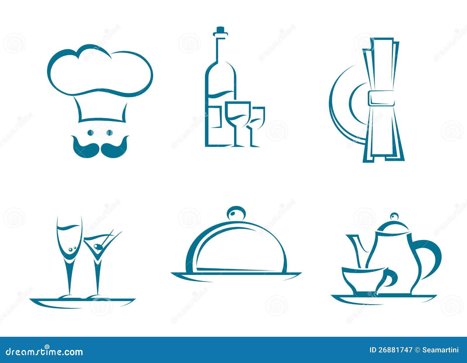 Restaurant Icons and Symbols Stock Vector - Illustration of menu, logo ...
