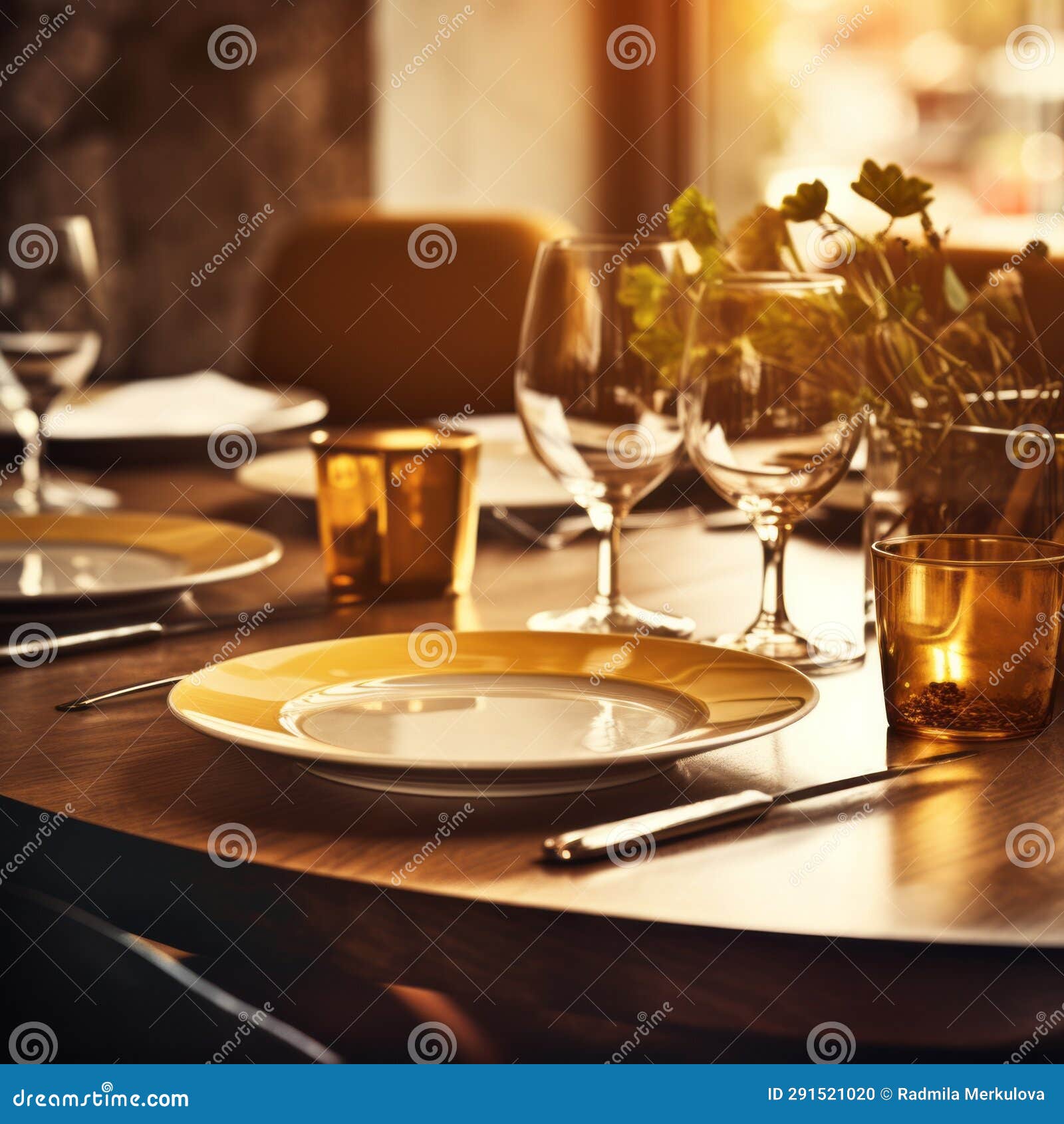 Restaurant Inside in Daylight, Copy Space Stock Photo - Image of napkin ...