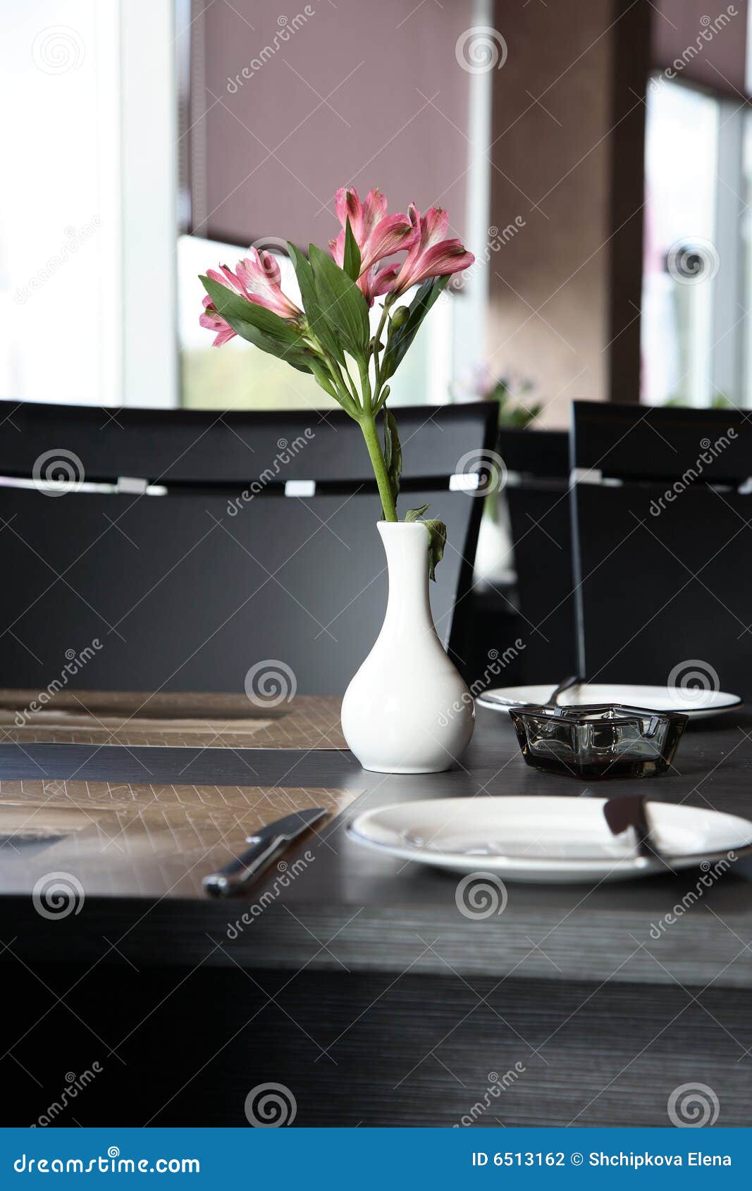 Restaurant interior stock photo. Image of vase, flower - 6513162