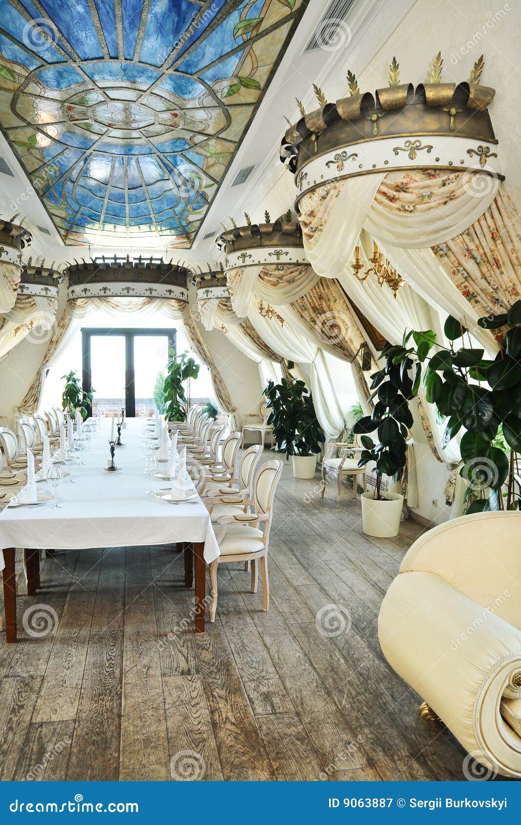 Restaurant Interior in Baroque Style Stock Image - Image of food ...