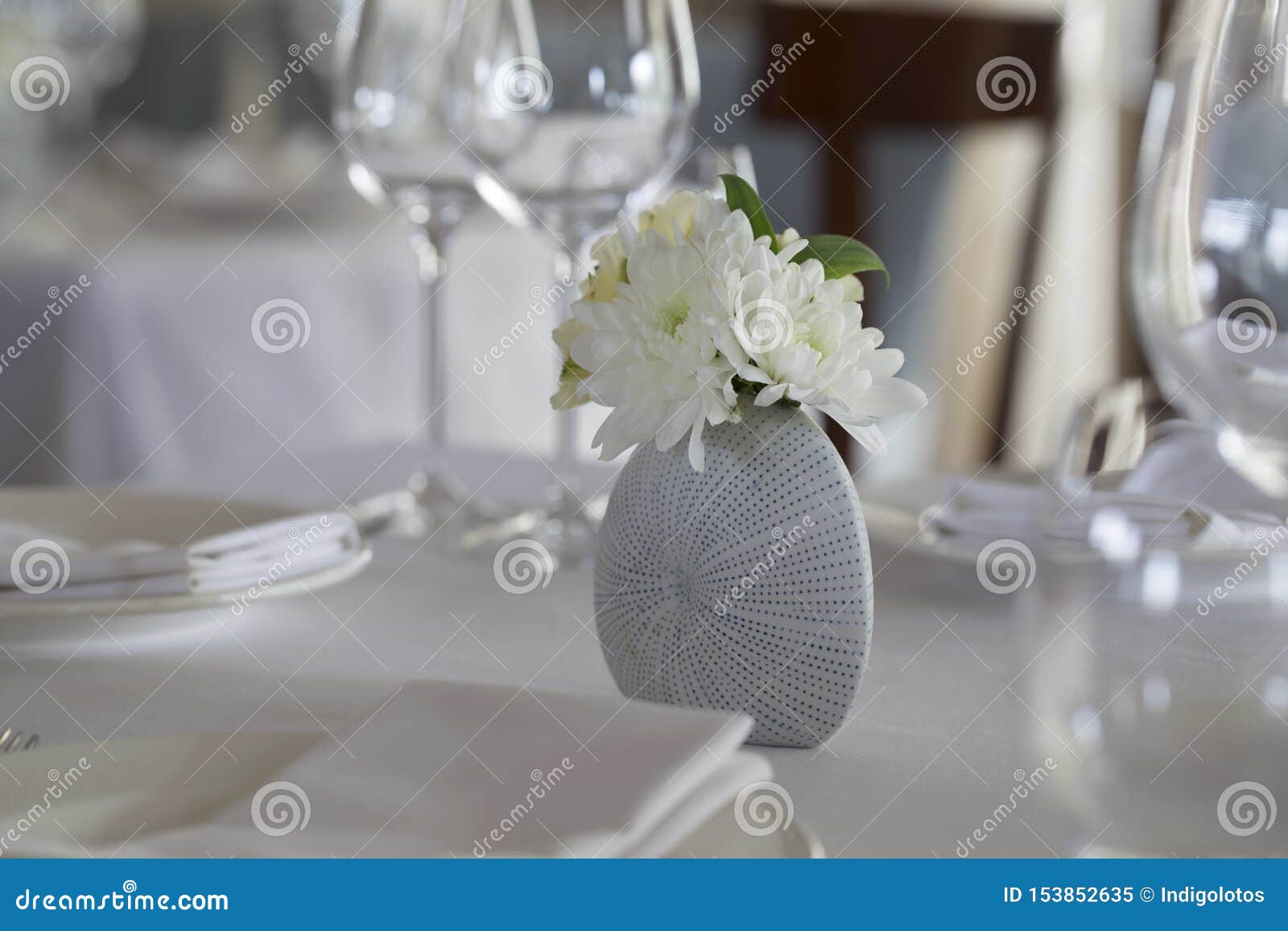 Restaurant Interior Design with Vase of Flowers. Stock Image - Image of ...