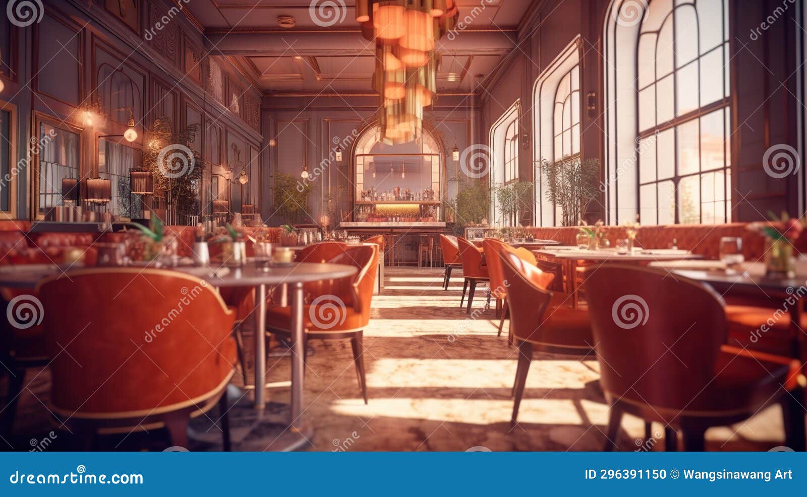 Restaurant Interior with Empty Tables and Chairs Stock Photo - Image of ...