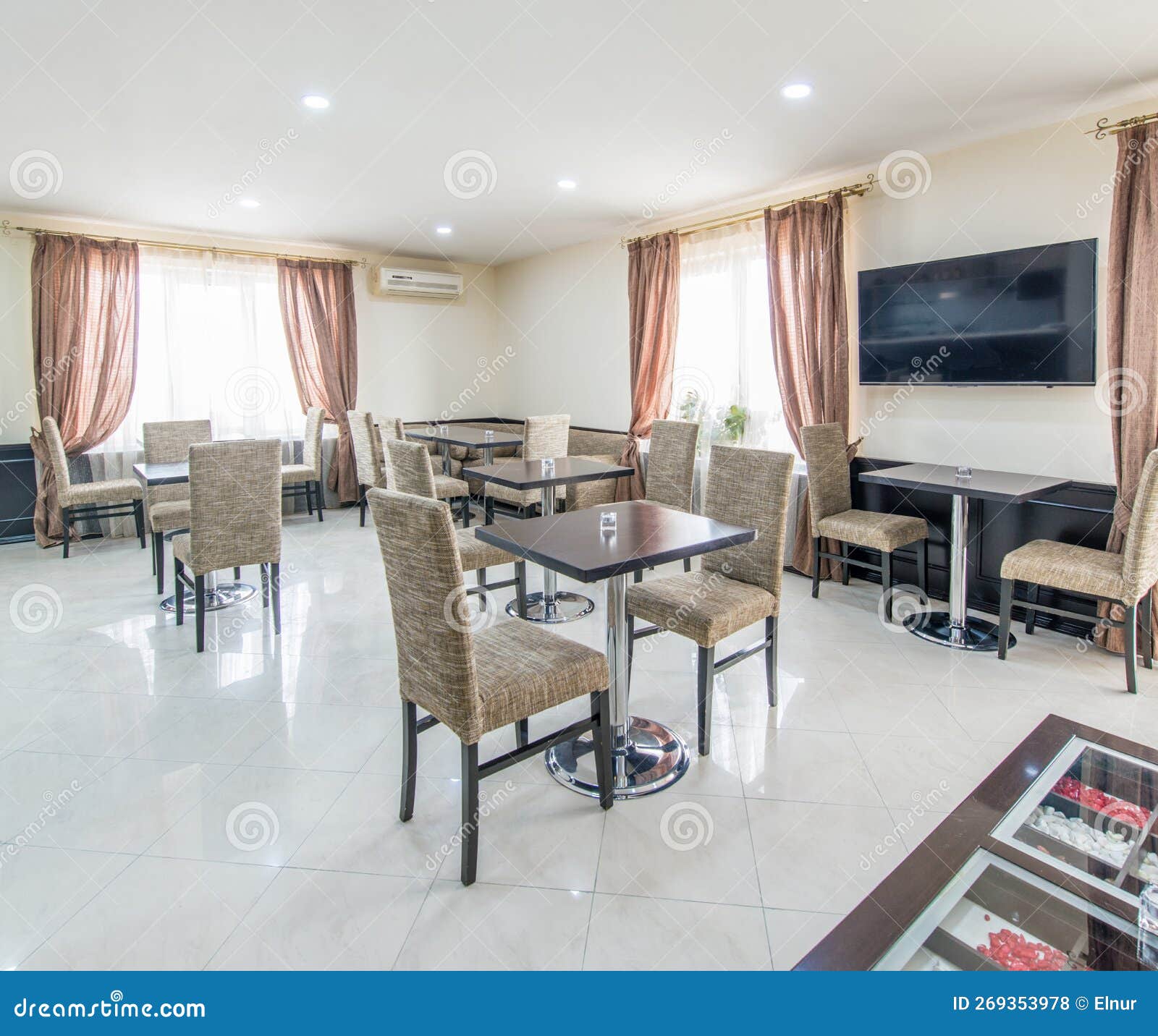 Restaurant Interior in Modern Hotel Stock Photo - Image of event ...