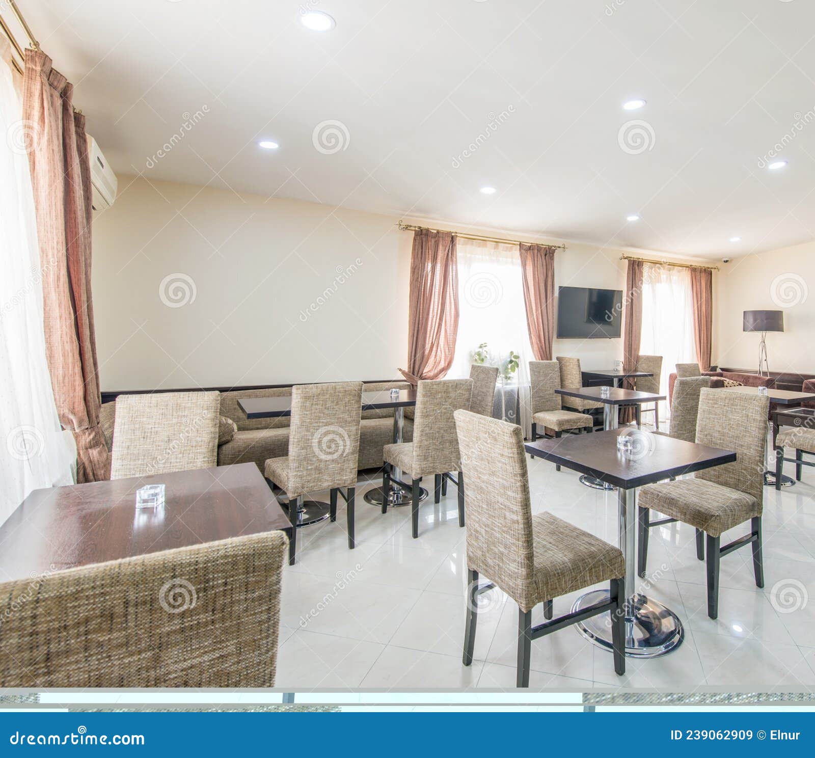 Restaurant Interior in Modern Hotel Stock Image - Image of inside ...