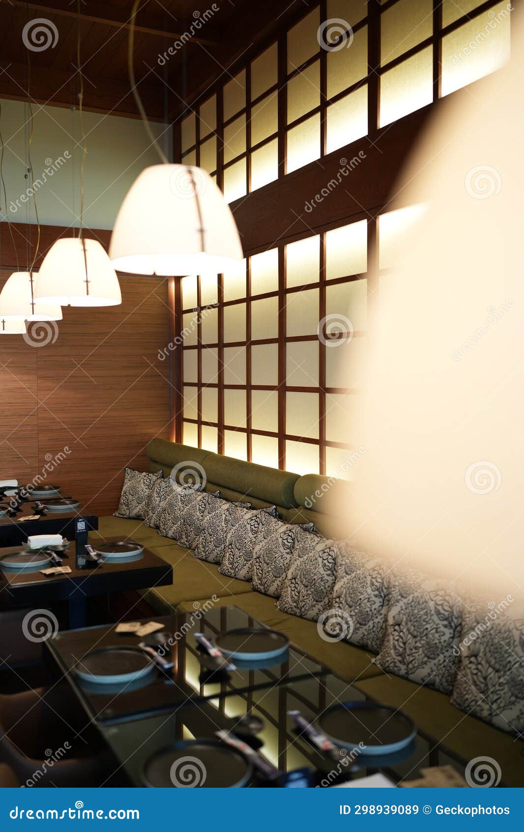 Restaurant Interior Room with Serving Table Stock Image - Image of ...