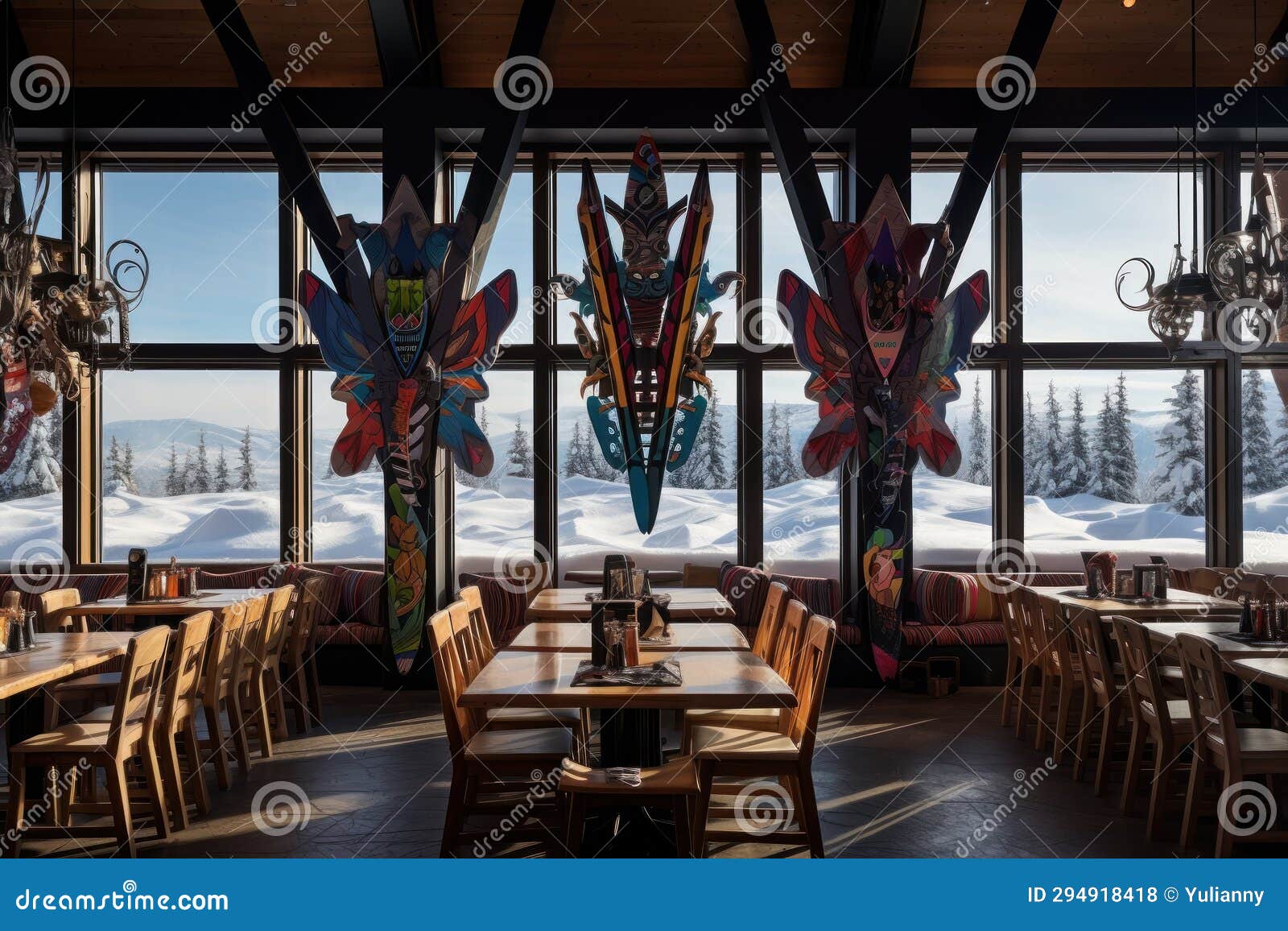 Restaurant Interior on Ski Resort in Nordic Style. Stock Photo - Image ... Restaurant Interior on Ski Resort in Nordic Style. Stock Photo - Image ...
