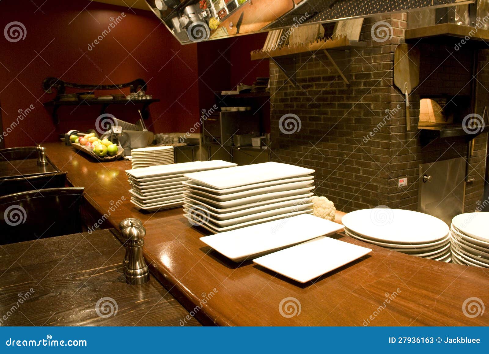 Restaurant Kichen Counter Plates Stock Image - Image of dinner ...