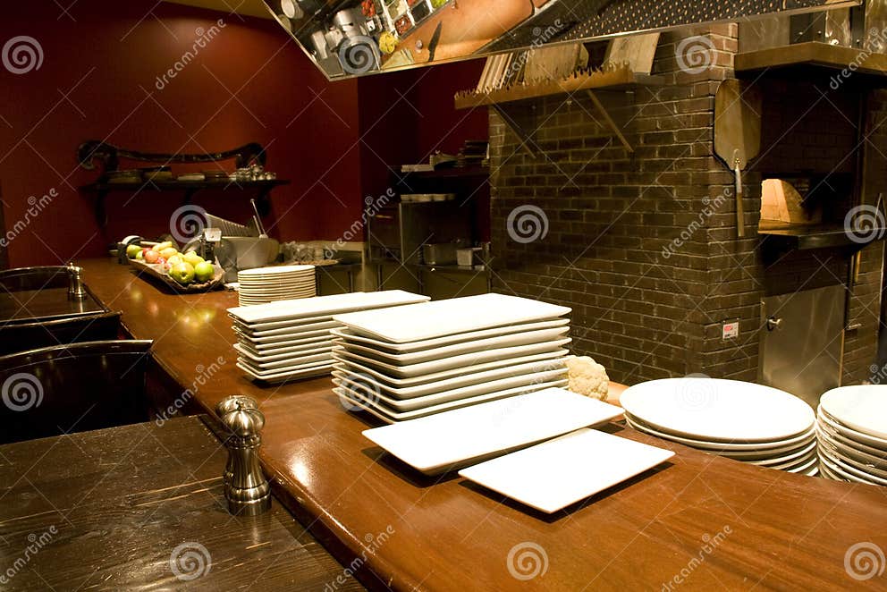 Restaurant Kichen Counter Plates Stock Image - Image of dinner ...