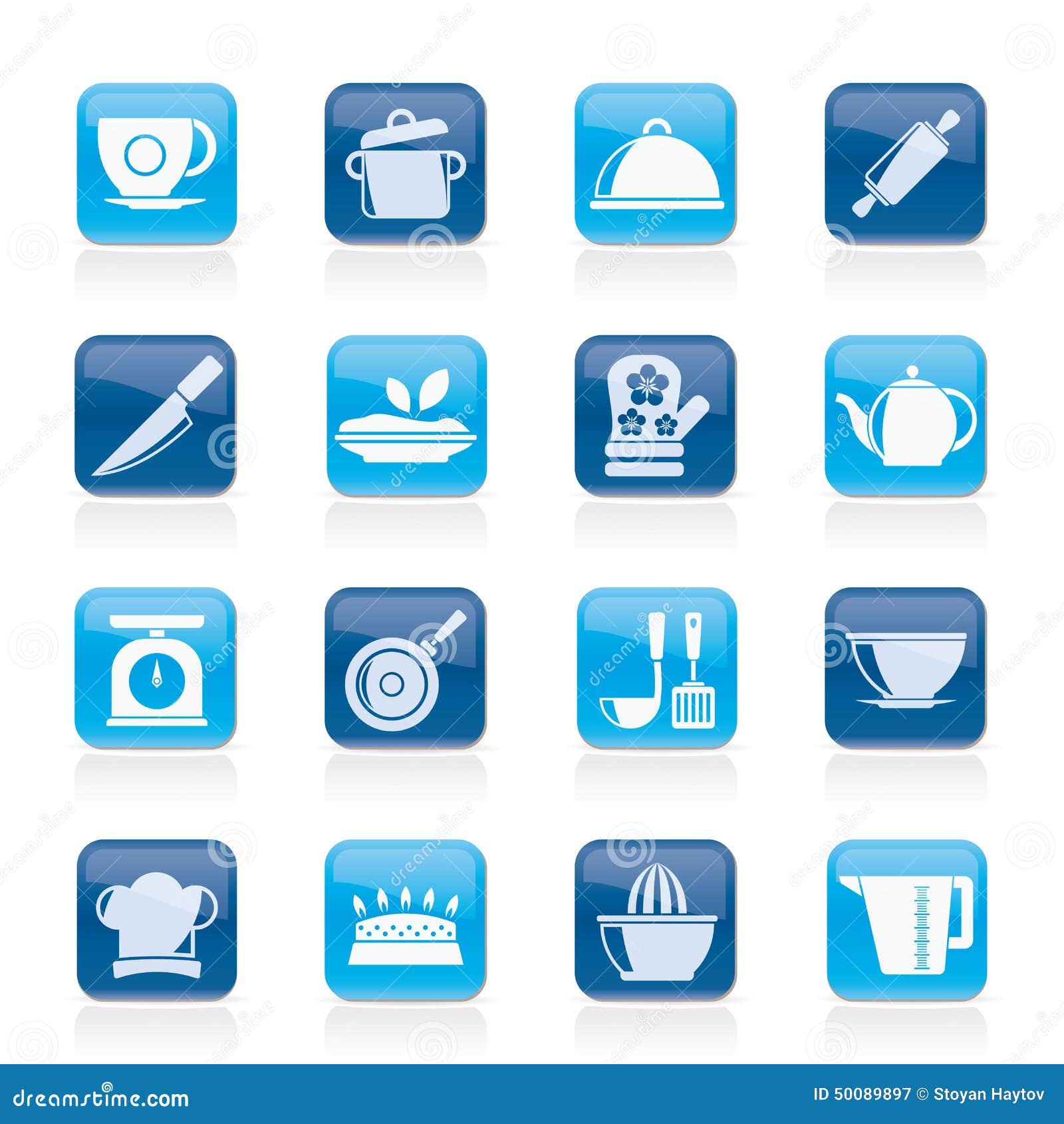 Restaurant and Kitchen Items Icons Stock Vector - Illustration of herbs ...