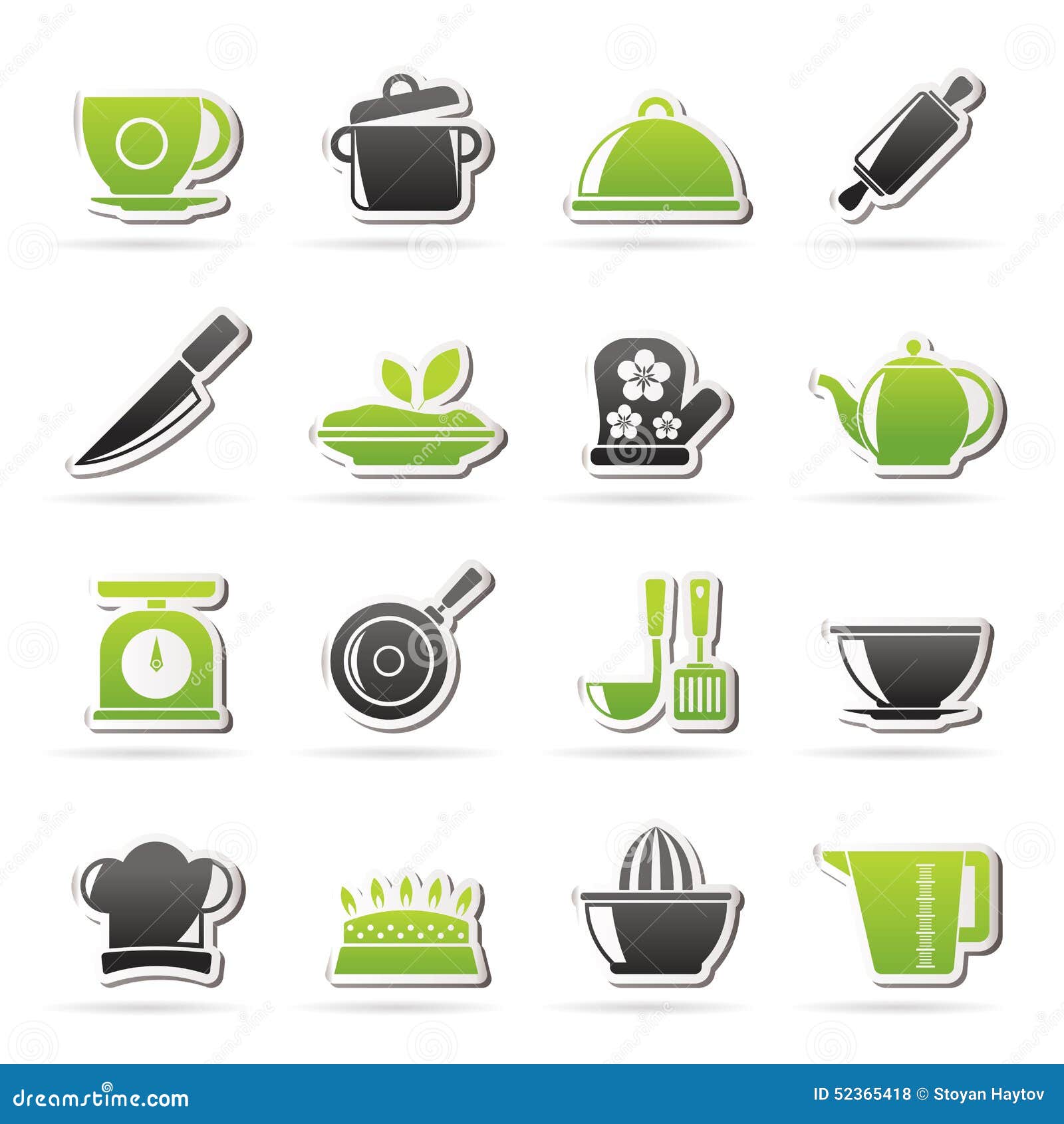 Restaurant and Kitchen Items Icons Stock Vector - Illustration of ...